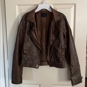 Jackets & Coats | Brown Faux Leather Jacket | Poshmark